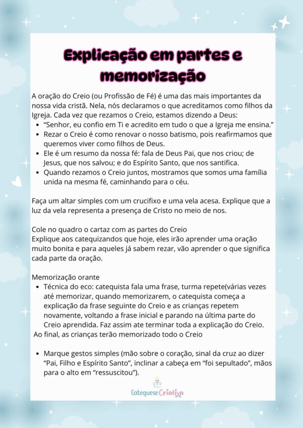 Roteiro encontro do Creio – Catequese Criativa